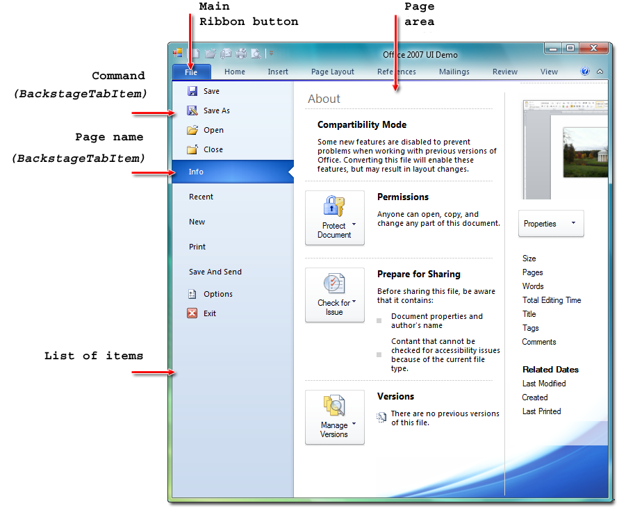 Ribbon Backstage Overview